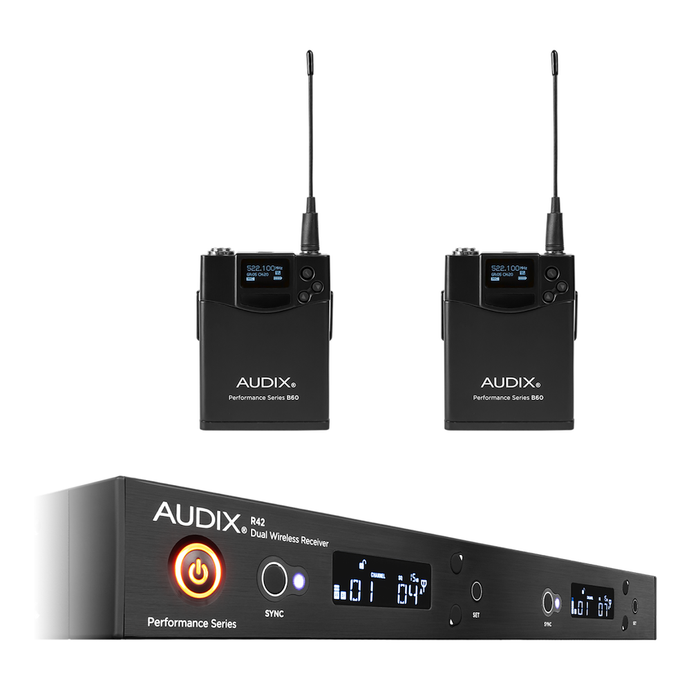 R42 Two Channel RX with Two B60 Bodypack TXs - AX AP42BPE | Audix US