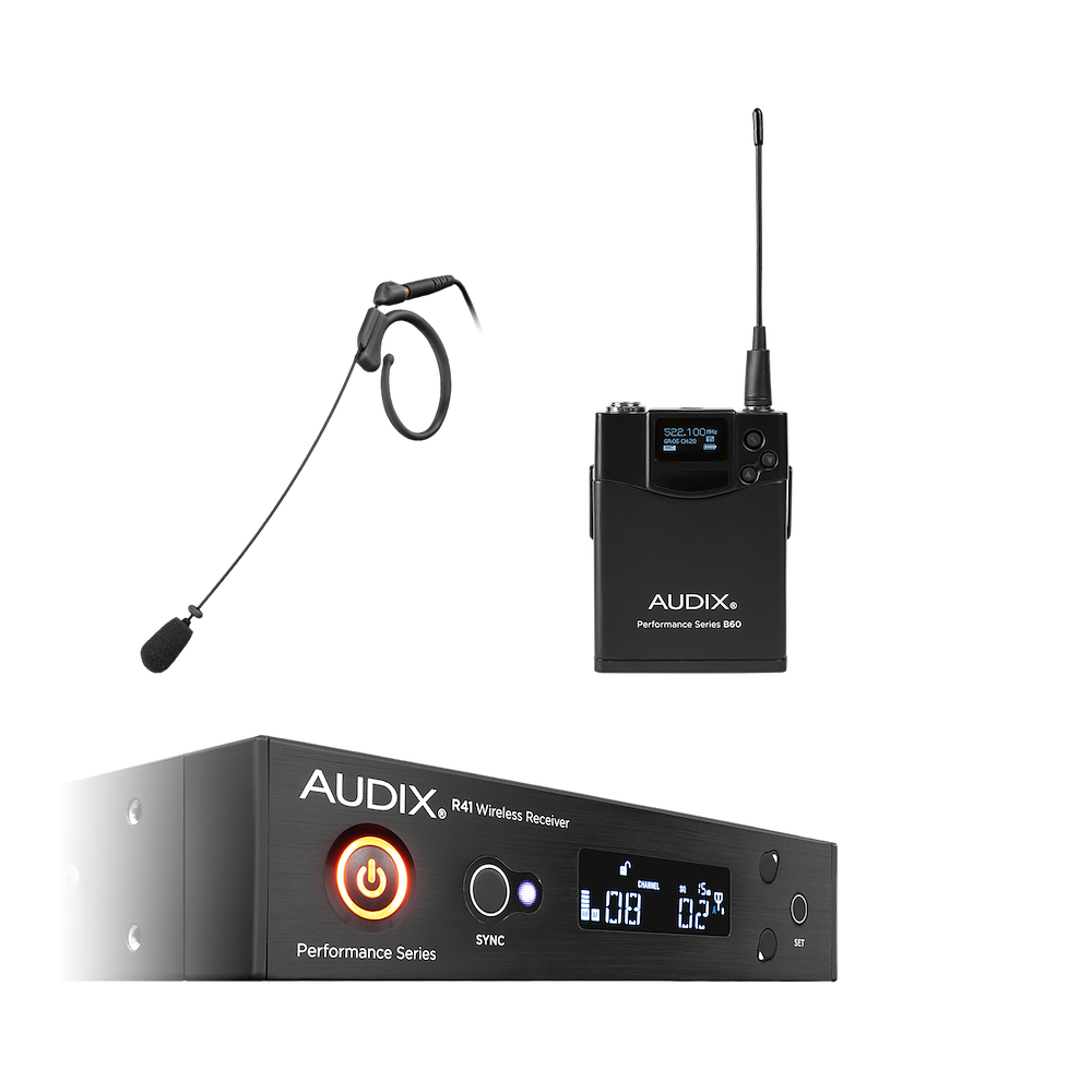 R41 RX, B60 Bodypack with HT7 Headworn Mic - AX AP41HT7A | Audix US